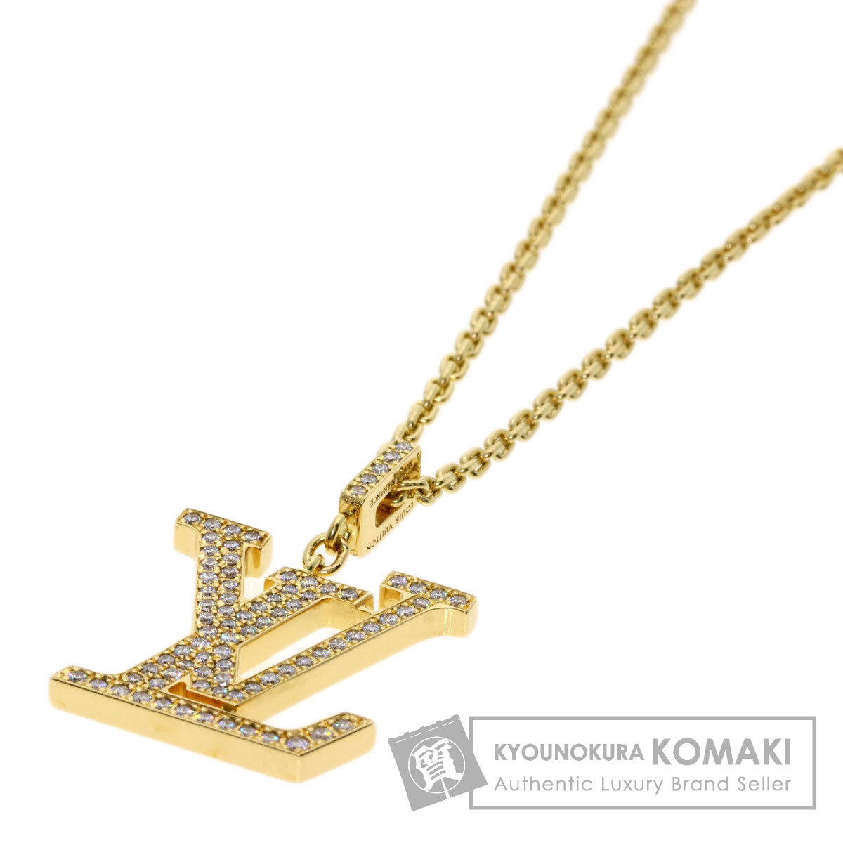 LOUIS VUITTON Necklace Pandantif logo Diamond K18 Yellow Gold ...
