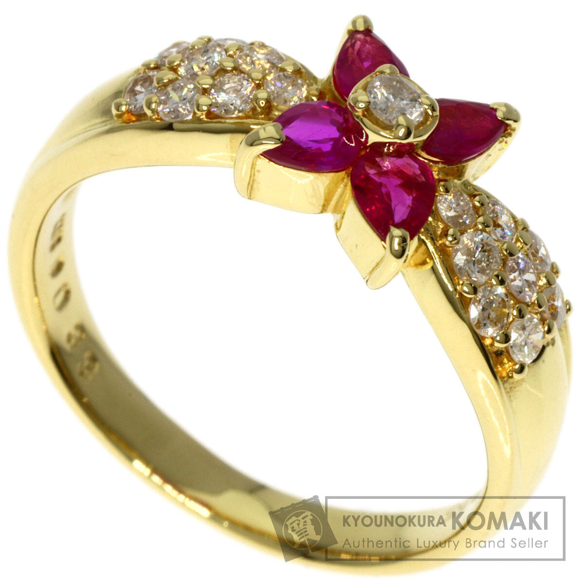0.55ct Ruby Diamond Ring K18 Yellow Gold 3.9g – Kyounokura Japan